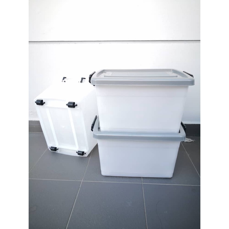 Semi Transparent Plastic Storage Box 25L Big Capacity Stackable Storage ...