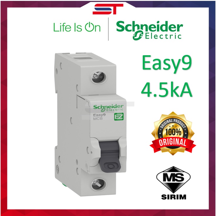 Schneider Easy9 6A 10A 16A 20A 32A 1 Pole MCB 4.5KA Type C / 1POLE MCB SIRIM APPROVED ...