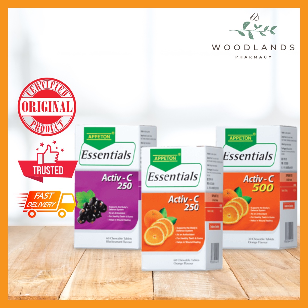 APPETON ESSENTIALS ACTIV-C VITAMIN C BLACKCURRANT 250mg/ ORANGE 500mg ...