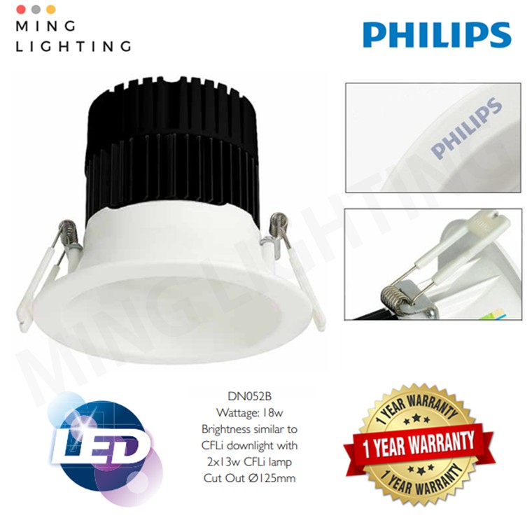 LED DOWNLIGHT PHILIPS DN052B ROUND WHITE 18W WARM WHITE 3000K COMPLETE ...