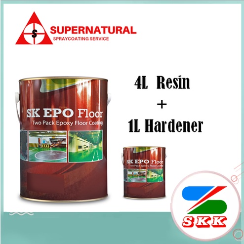 SK EPO FLOOR - Two Pack Epoxy Floor Coating 4L Resin + 1L Hardener Cat ...