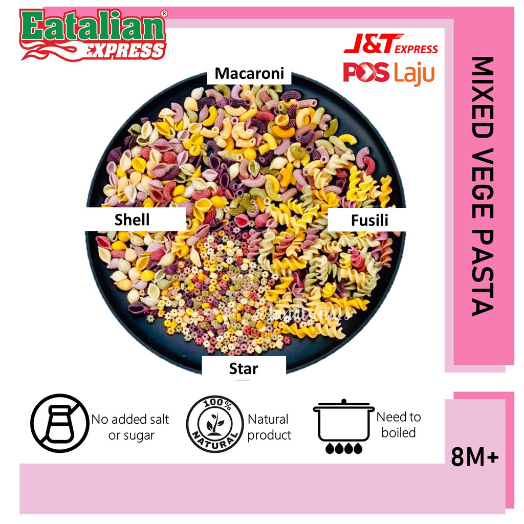 Baby Pasta Eatalian Express Mixed Veggie Pasta 8 Month Above | Shopee ...