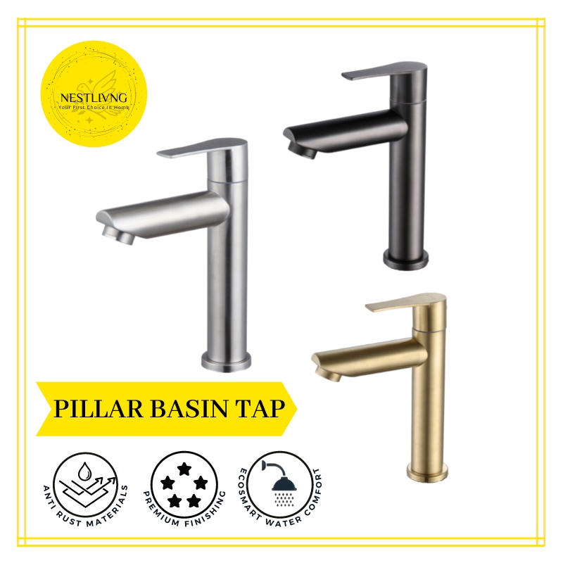 Paip Basin Pilar Bilik Air SUS 304 Bathroom Faucet Pillar Basin Tap HM ...