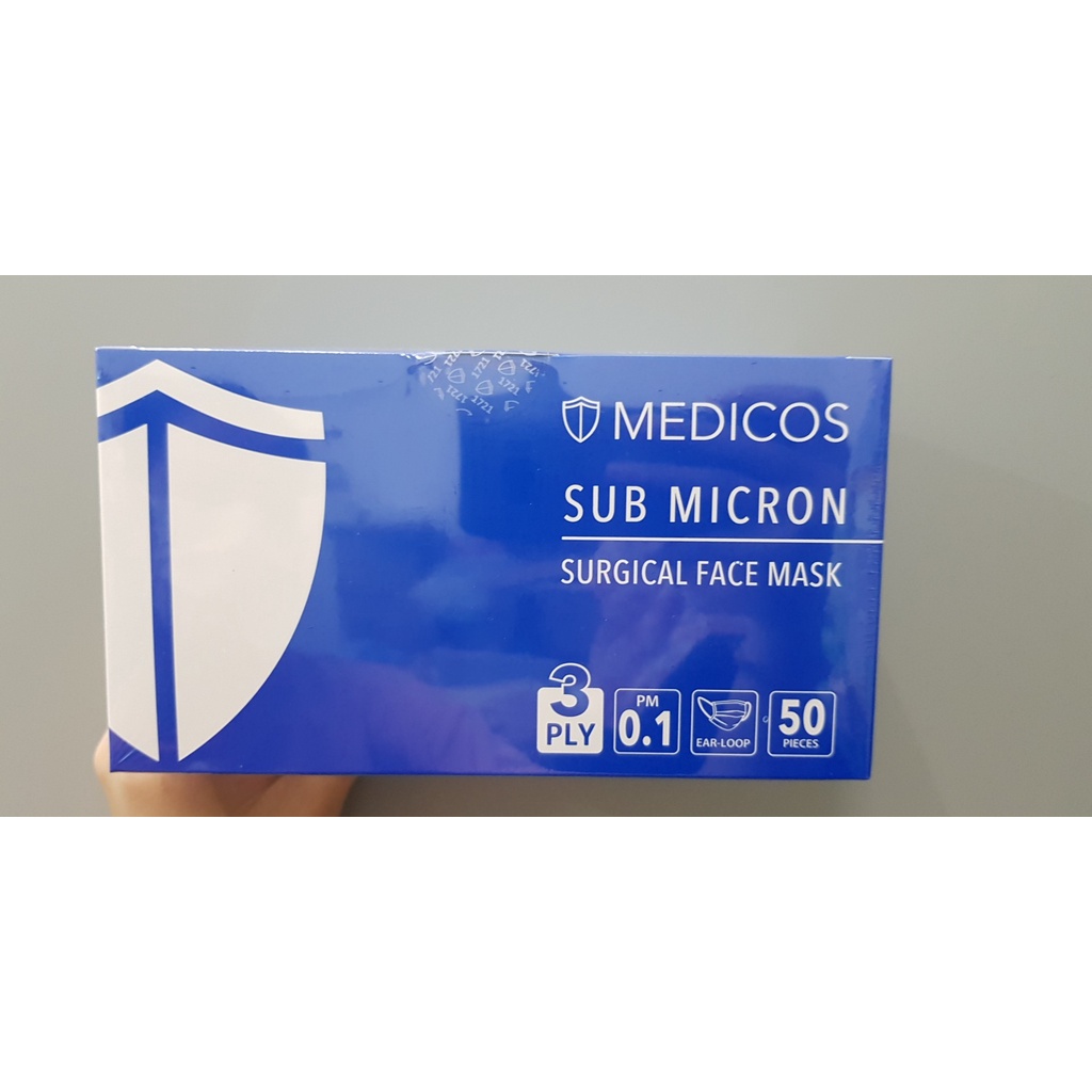 (Blue) Medicos 3ply sub micron surgical face mask 50pcs | Shopee Malaysia