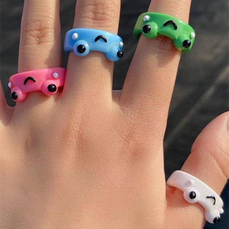 Fashion Simple Cute Colorful Frog Rings For Women And Men / Resin ...