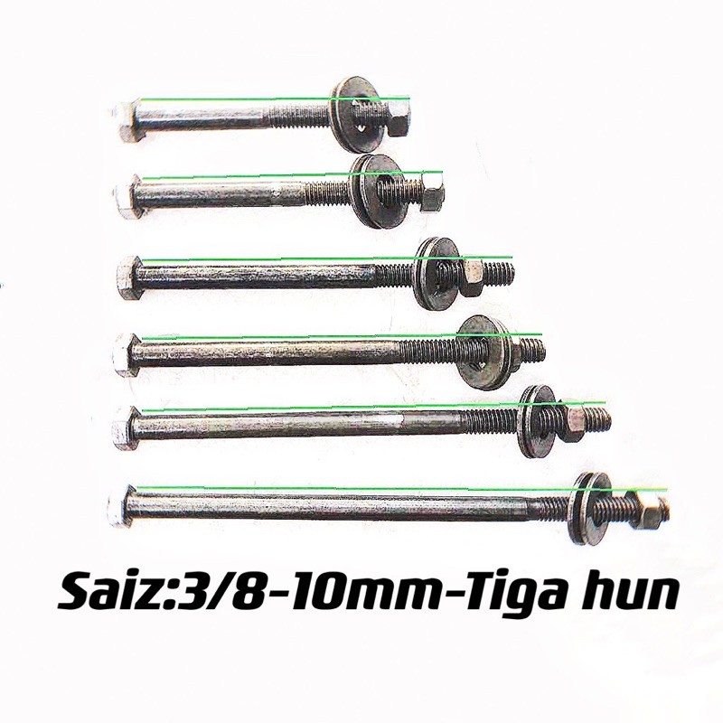 Skru besi 3/8-10mm-Tiga hun Iron screw Threaded Galvanized Mild Steel ...