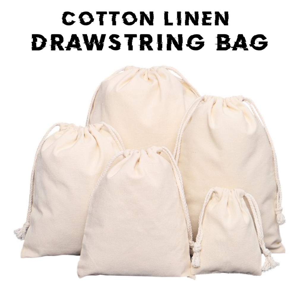 Multi Size Reusable Cotton Linen Drawstring Bag Multipurpose Pouch Bag ...