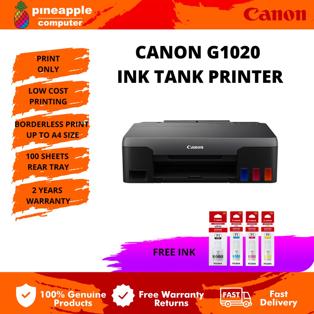 Canon PIXMA G1020 Ink Tank Printer - Print Only | Shopee Malaysia