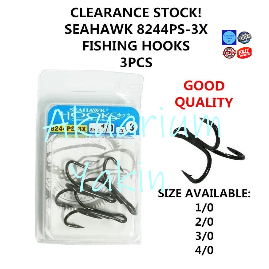 4077 SEAHAWK 8244PS-3X FISHING HOOKS 3PCS 8244 | Shopee Malaysia