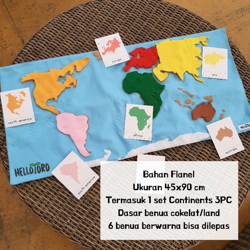 Montessori World Map Continent Large | Shopee Malaysia