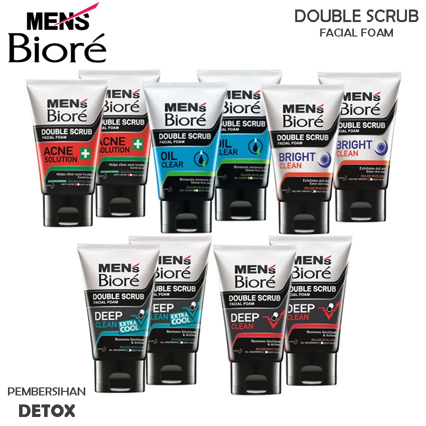 Men's Biore Double Scrub Facial Foam 100g - 2 unit | Shopee Malaysia