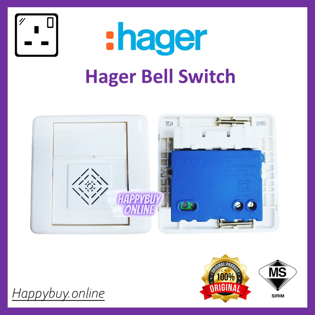Hager AC 240V Bell Switch (SIRIM) Hager DC 3A Bell Switch | Shopee Malaysia