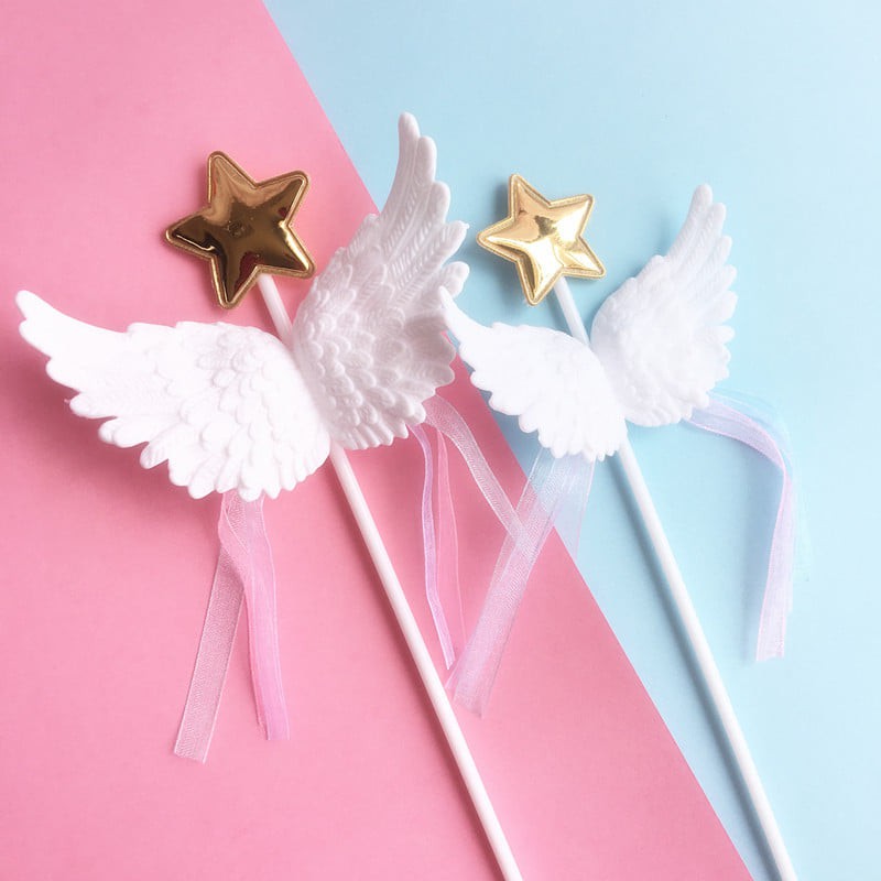 Angel Wing Star Wand Cake Decoration Kek Hiasan 星星翅膀流苏蛋糕插件 | Shopee ...