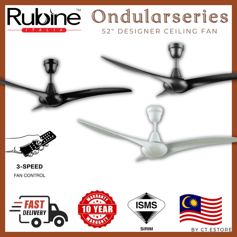 Rubine Ondular Series 52" Ceiling Fan with Remote Control [10 Years ...