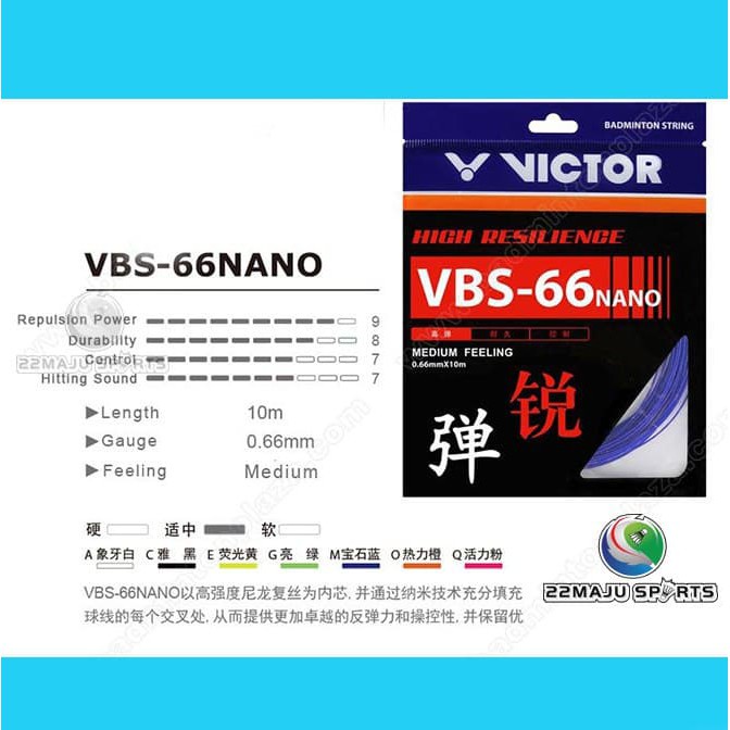 VICTOR VBS-66 NANO BADMINTON STRING ( MEDIUM FEELING - 0.66 MM ...