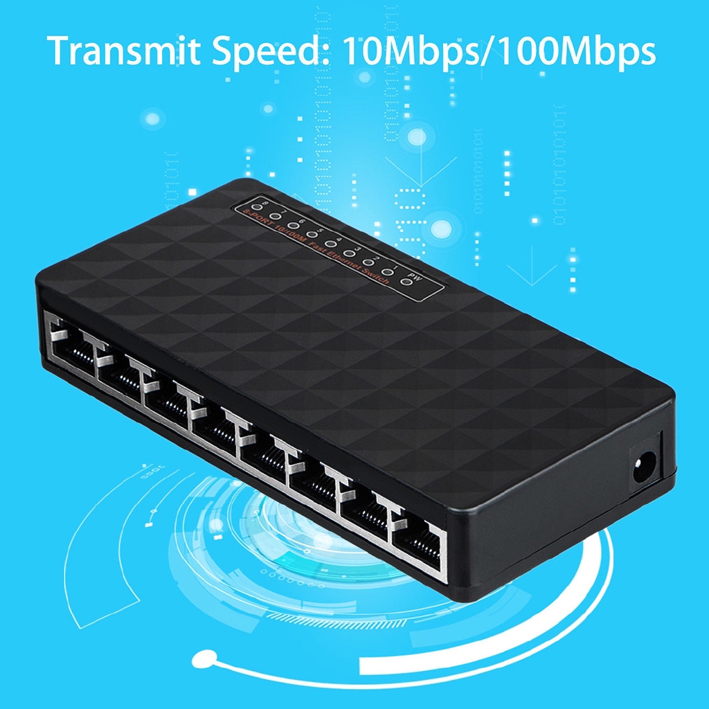 8 Port Fast Ethernet LAN Desktop RJ45 Network Switch Hub Adapter ...