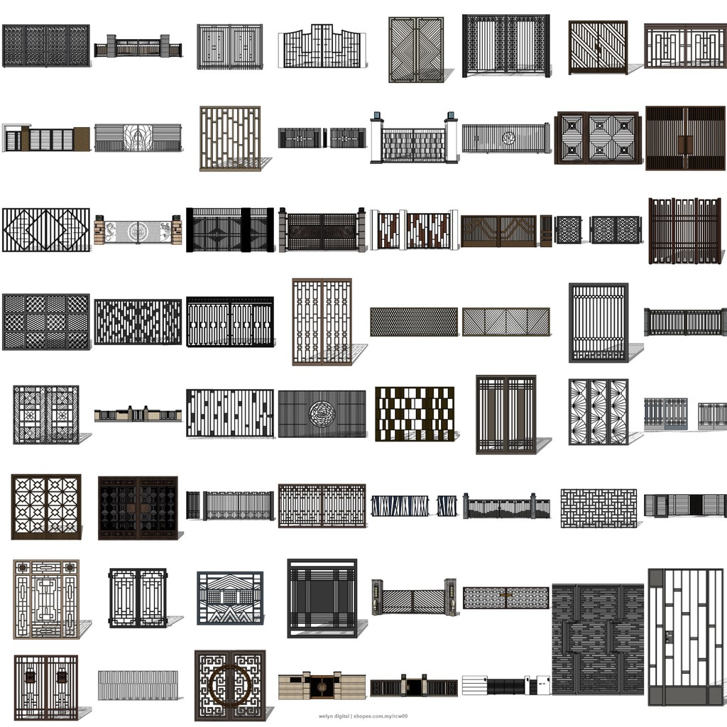 SketchUp | 3D Model Modern Railing Fence, Gate, 334 for home interior ...