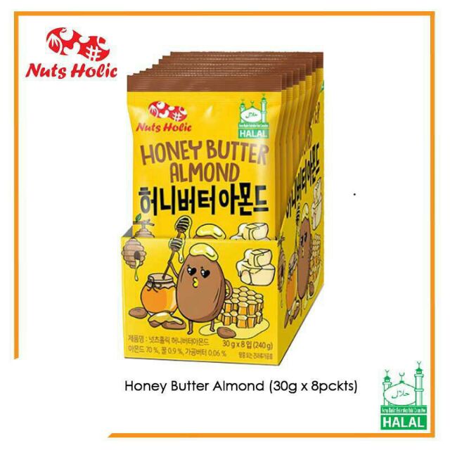 NUTS HOLIC ALMOND (Honey Butter) - BOX (30g x 8Pckts) | Shopee Malaysia