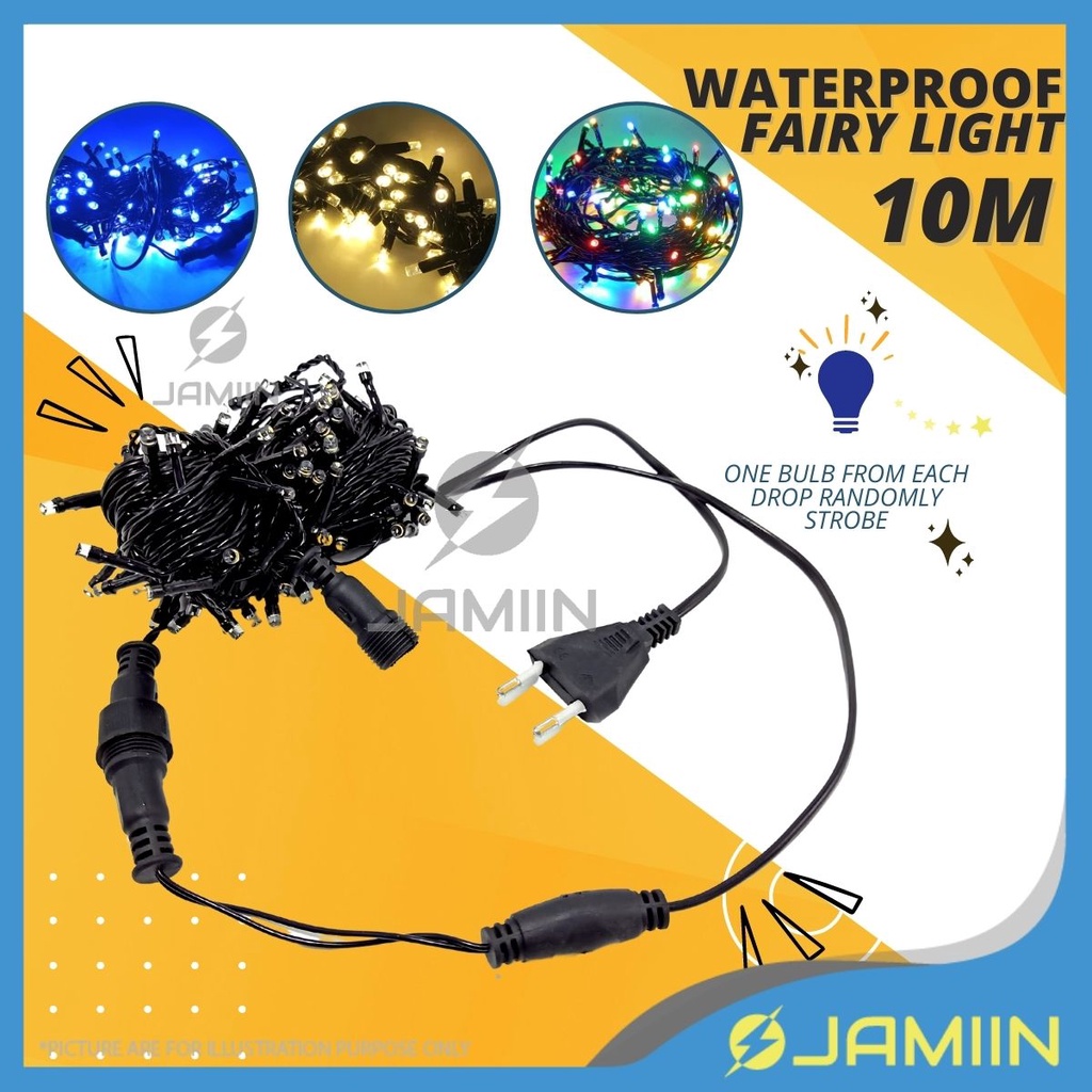 WATERPROOF LED Light Lamp Fairy String 10 Meter Strobe Light Raya ...