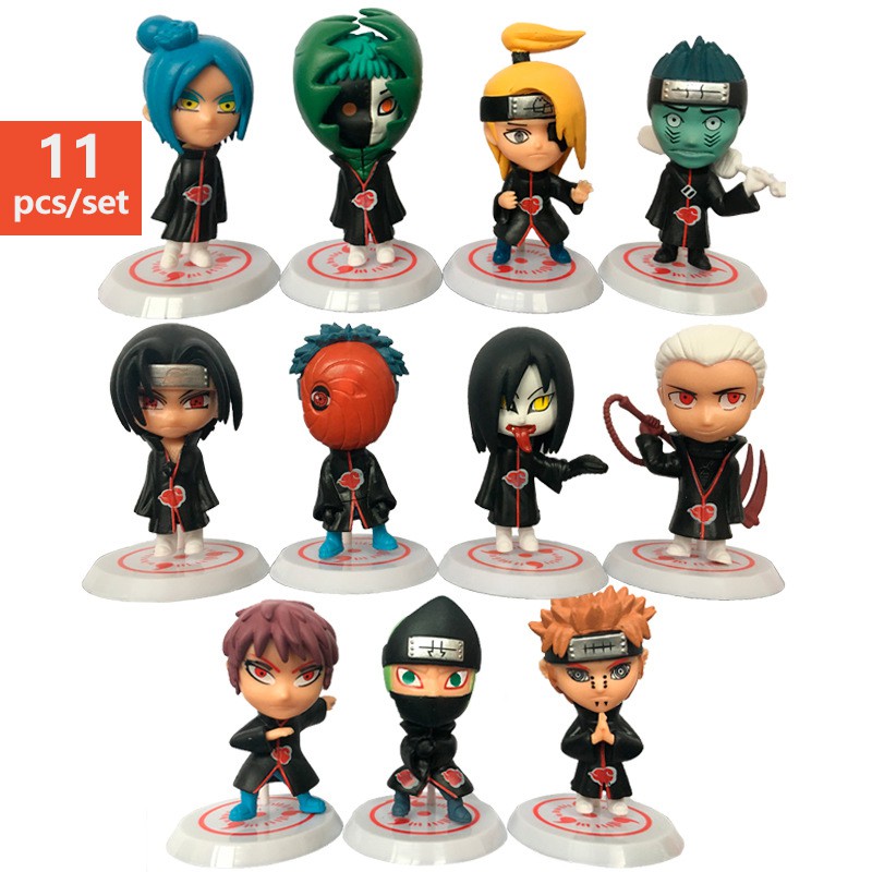 11pcs/set Naruto Akatsuki Group Itachi Pain Yahiko Konan Deidara Sasori ...