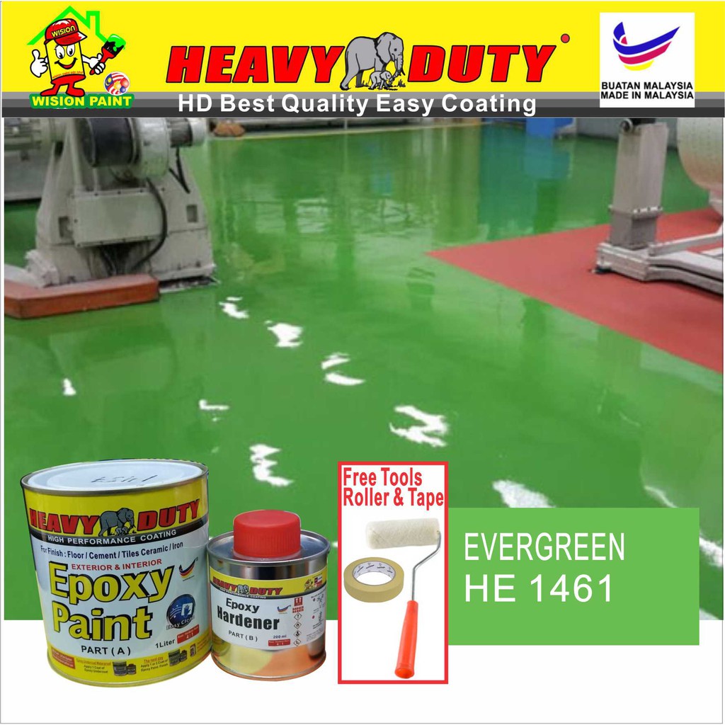 HE1461 EVERGREEN ( 1L ) HEAVY DUTY BRAND Coating ( FREE 4" ROLLER ...