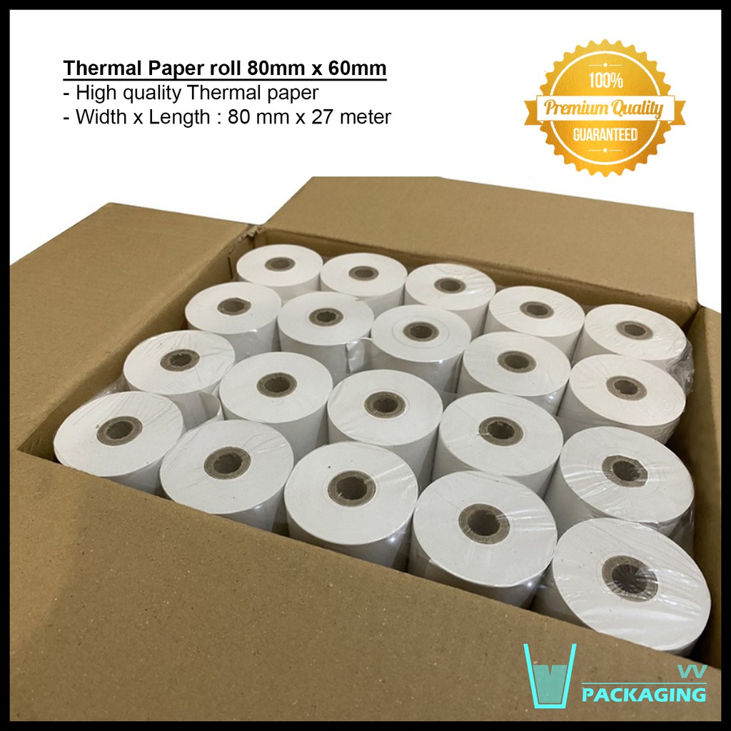 Thermal Receipt Paper Roll 80X60 100 rolls Cashier Pos Machine | Shopee Malaysia