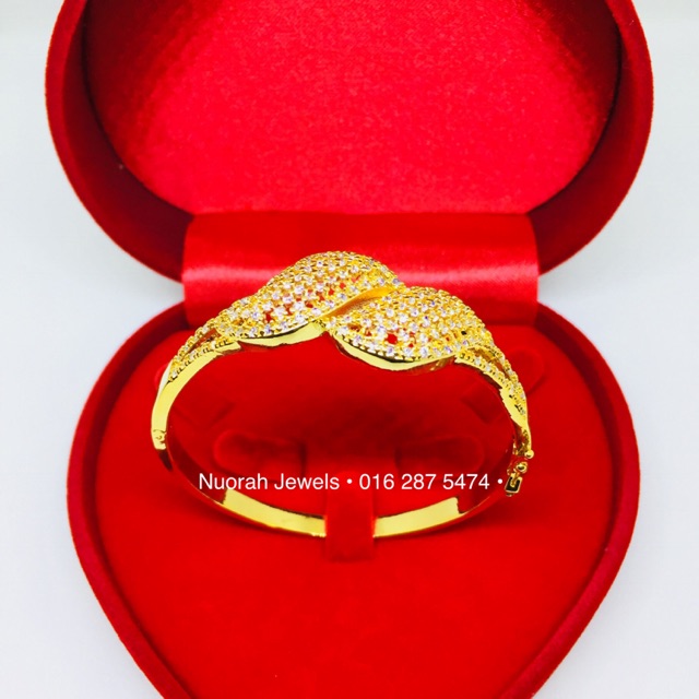 🔥 COP 9⃣1⃣6⃣ 🔥 Bangle Daun 🍃 bertahta Diamond ⭐TERBARU! Emas Korea ...