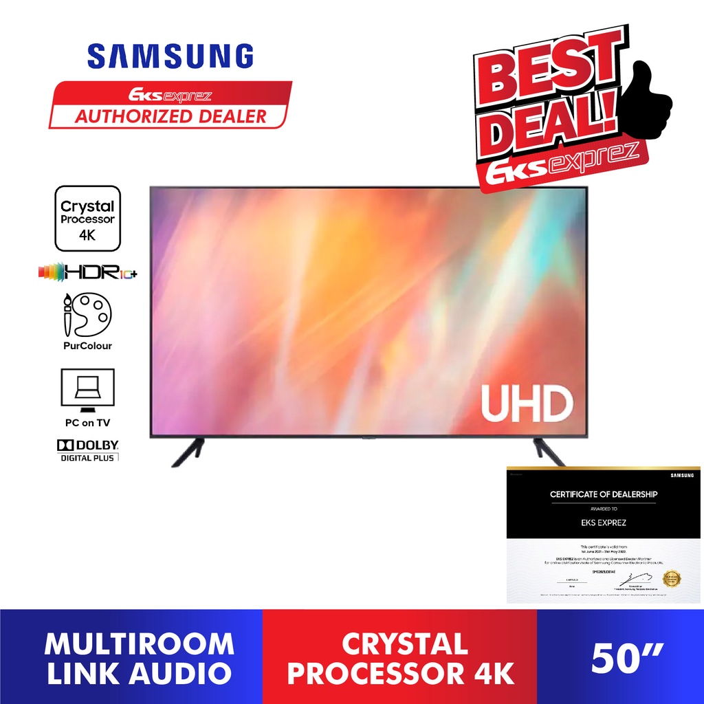 Samsung AU7000 4K UHD HDR Smart TV (50") [Free Gift] UA50AU7000KXXM ...