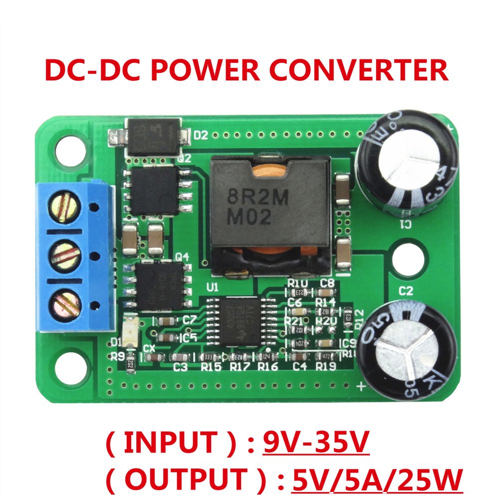 24V/12V To 5V/5A 25W DC-DC Buck Step Down Power Supply Module Synchronous Rectification Power ...