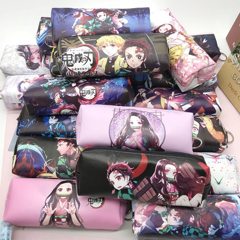 Demon Slayer pu Pencil Case Stationery Bag Storage Cute Nezuko Tanjiro ...
