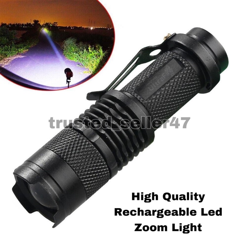 High Power Rechargeable Waterproof Zoomable LED Torch Light XPE+COB USB ...