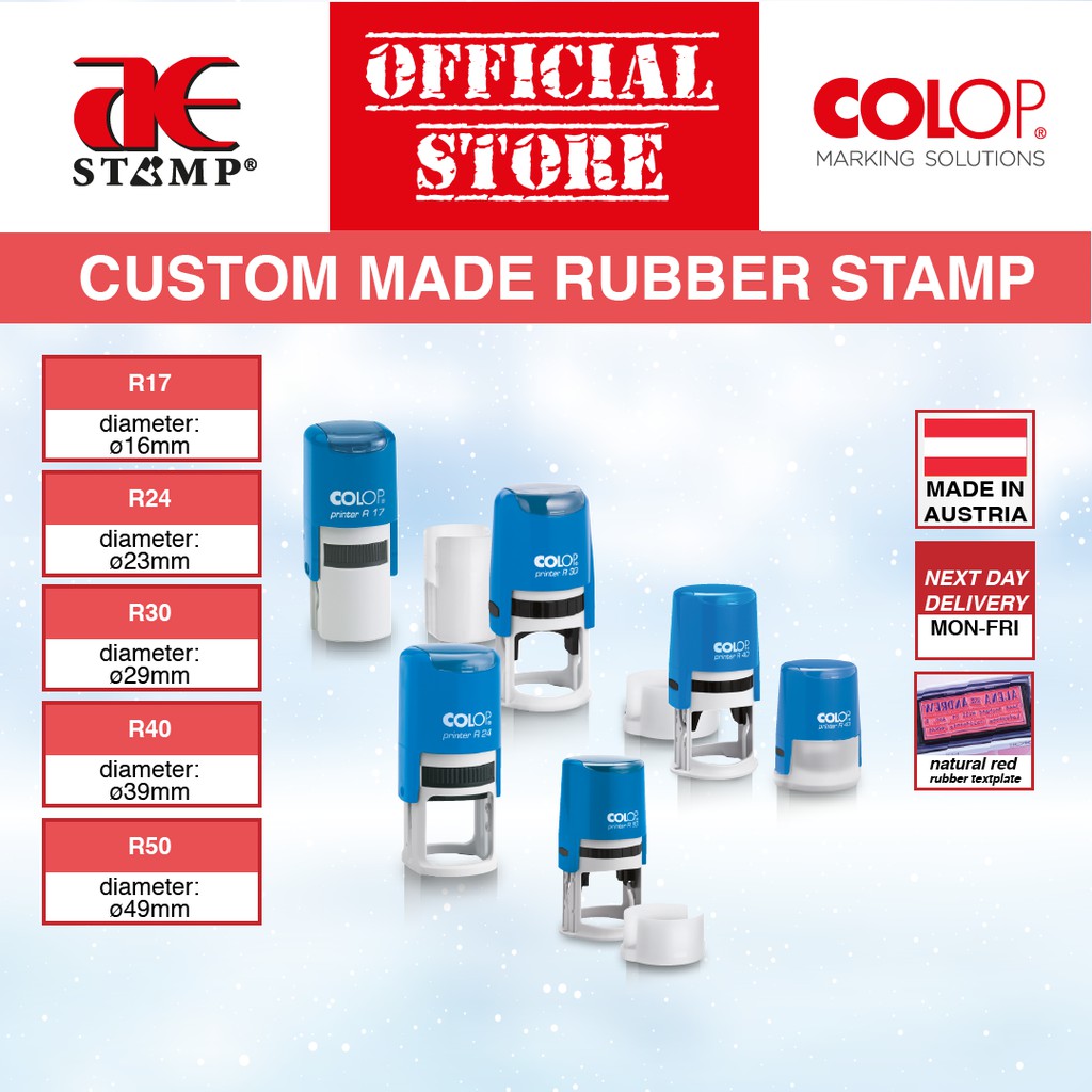 Custom Made COLOP Round Self-Inking Rubber Stamp | cop nama stamp colop ...