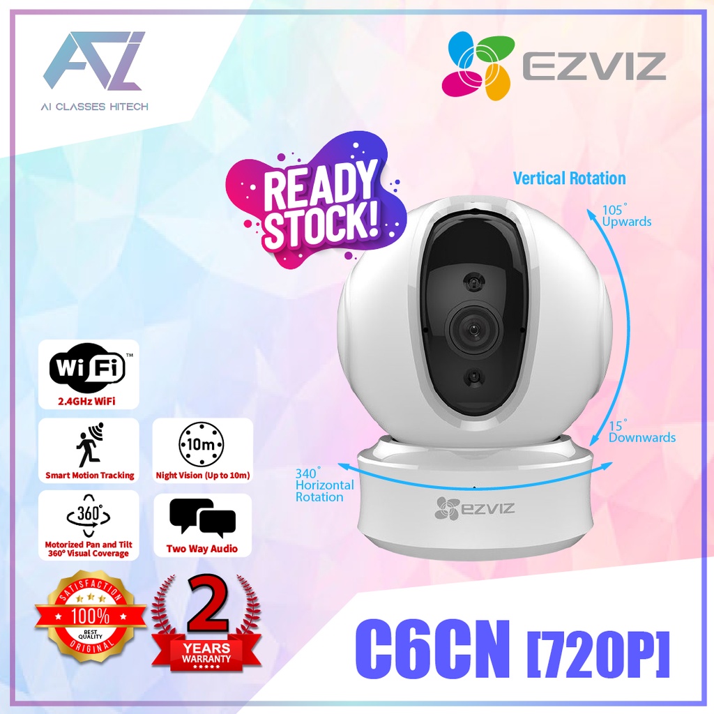 Ezviz C6CN 720p WiFi Camera 360° CS-CV246 B0-1C1WFR Wireless View Pan ...