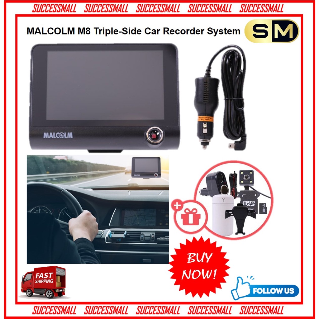 Dashcam Dash Cam Car 3-Way Car Camera MALCOLM M8 Car Recorder Car DVR Car CAM System Car Vacuum ...