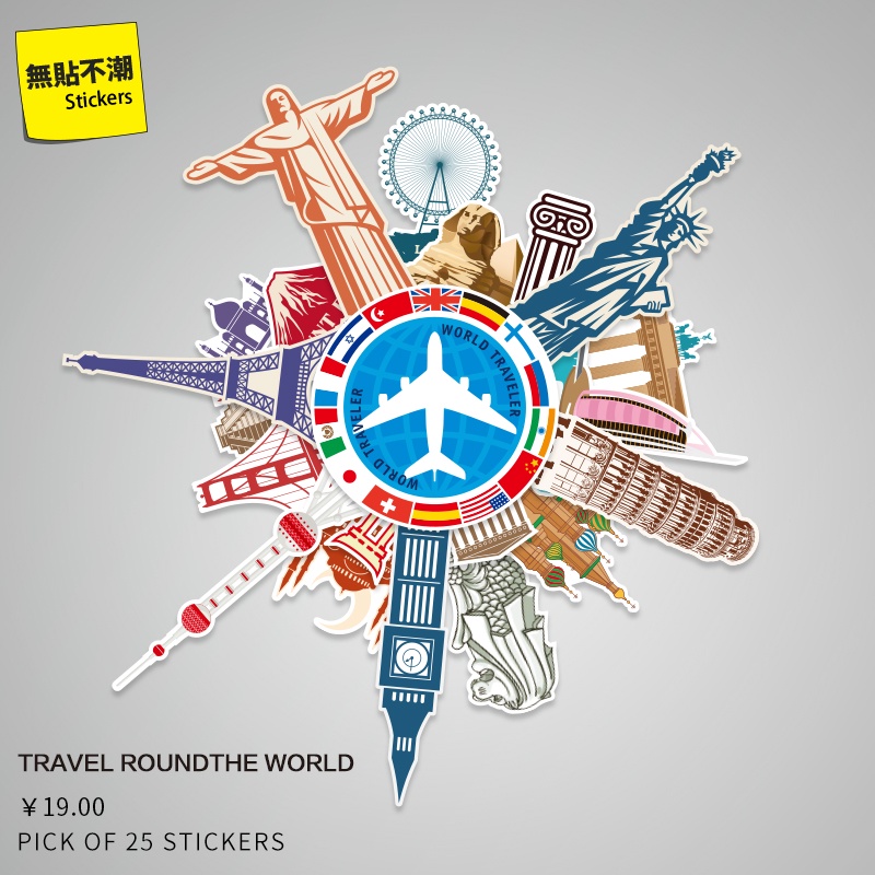 [stickers] pieces/set luggage stickers retro tourist attractions ...
