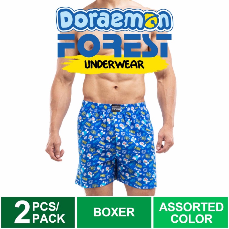 Seluar dalam yang selesa (2 Pcs) Forest X Doraemon Men Boxer 100% ...