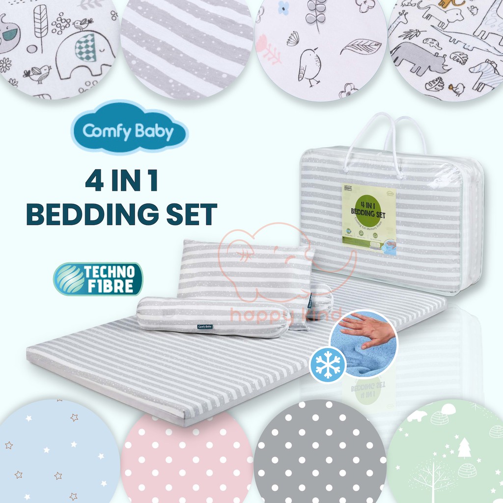 Comfy Baby 4 in 1 Bedding Set (Mattress Topper, Pillow and 2 Bolsters ...