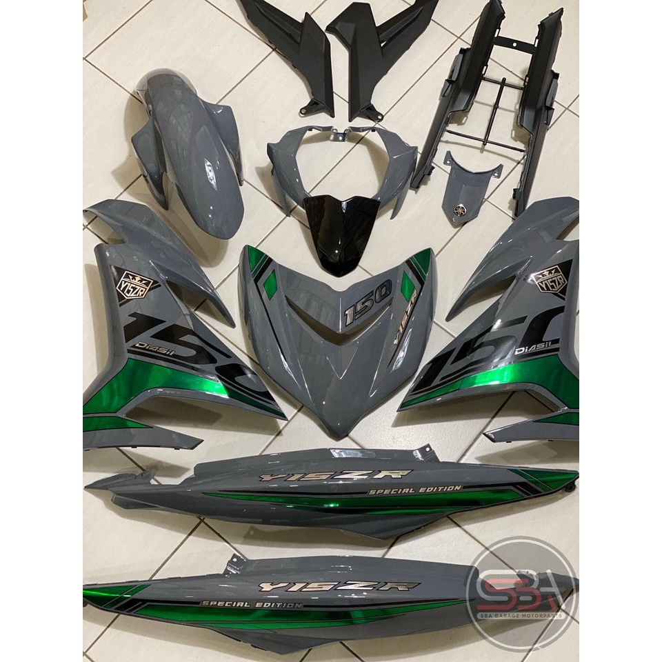 COVERSET YAMAHA Y15ZR YSUKU V1 V2 MATELIC GREY (22) CHROME GREEN ...
