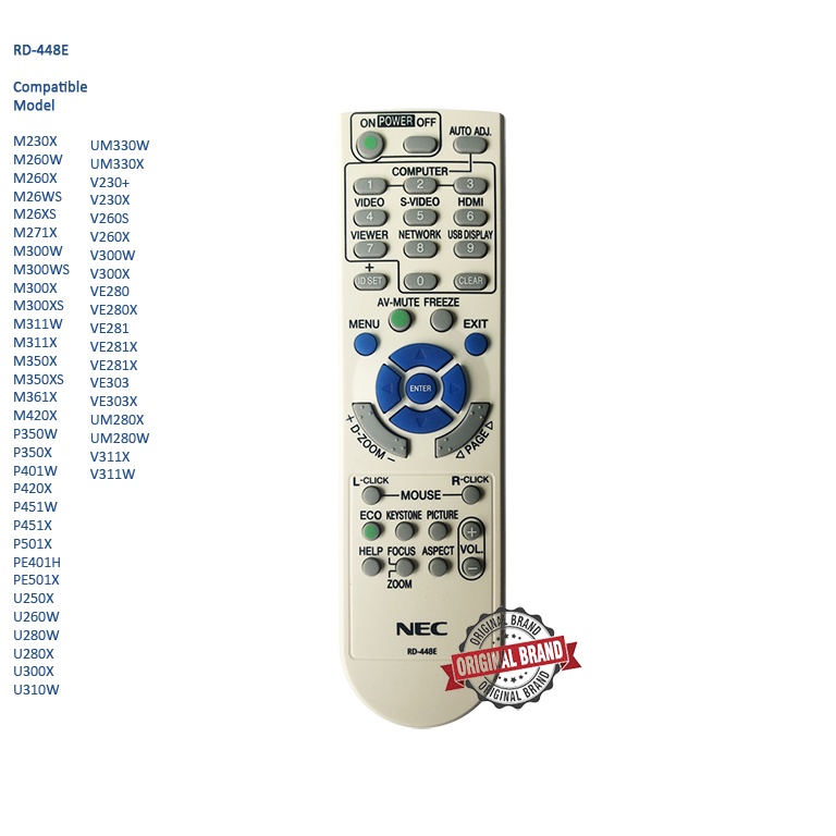NEW Original NEC Projector Remote Control RD-448e,RD-469e,RD-472e,RD477e for all model series ...