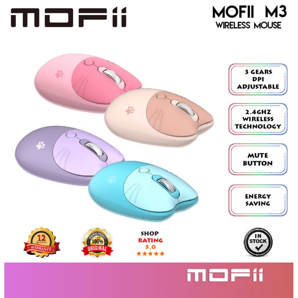 2.4GHz Wireless Mouse Mofii M3 Super Cute Cat Wireless Mouse Pink Handy ...
