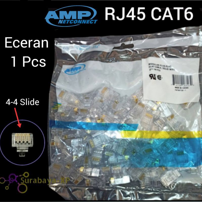 RJ45 AMP CAT6 Connector Retail 1 Pcs CAT 6 Chinese version | Shopee ...