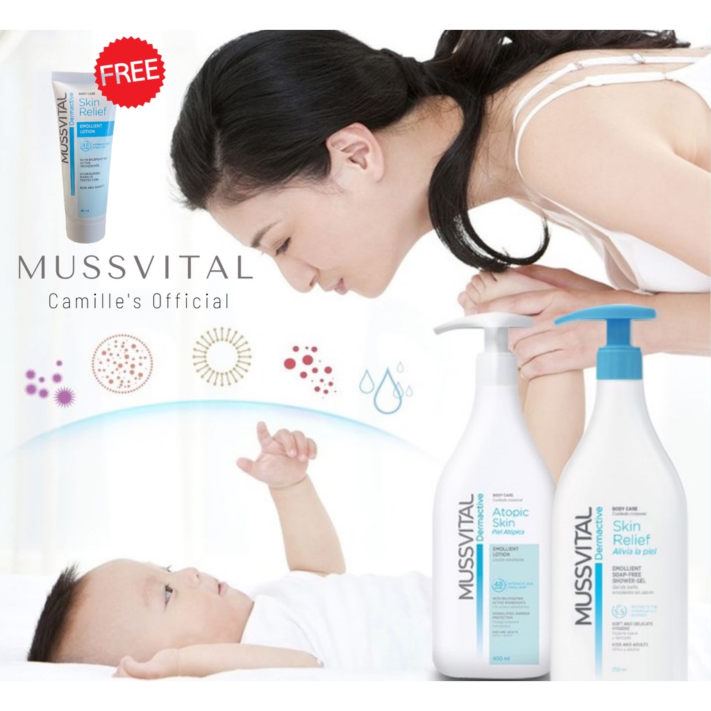 MUSSVITAL DERMACTIVE SKIN RELIEF SOAP-FREE SHOWER GEL / SKIN LOTION for ...