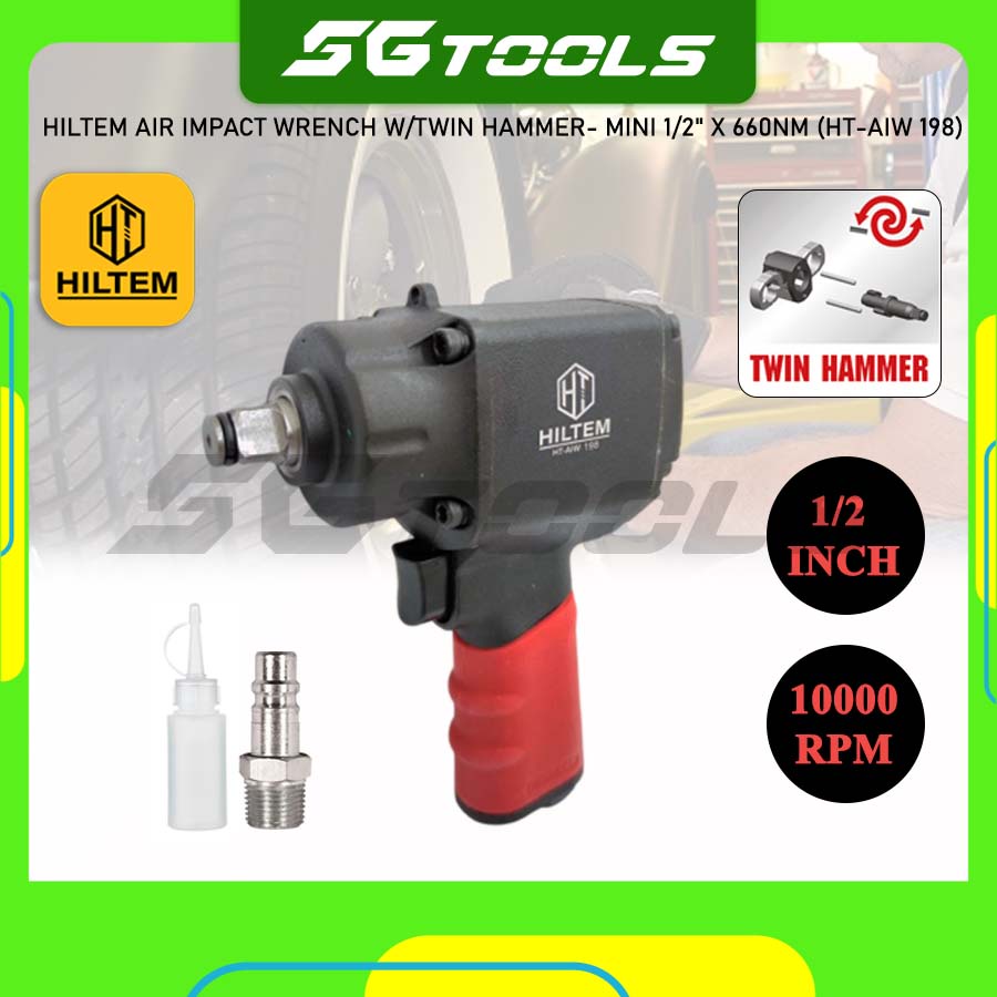 HILTEM AIR IMPACT WRENCH TWIN HAMMER/ 1/2" DRIVE X 660NM (HT-AIW 198)/TWIN HAMMER/ Heavy Duty ...