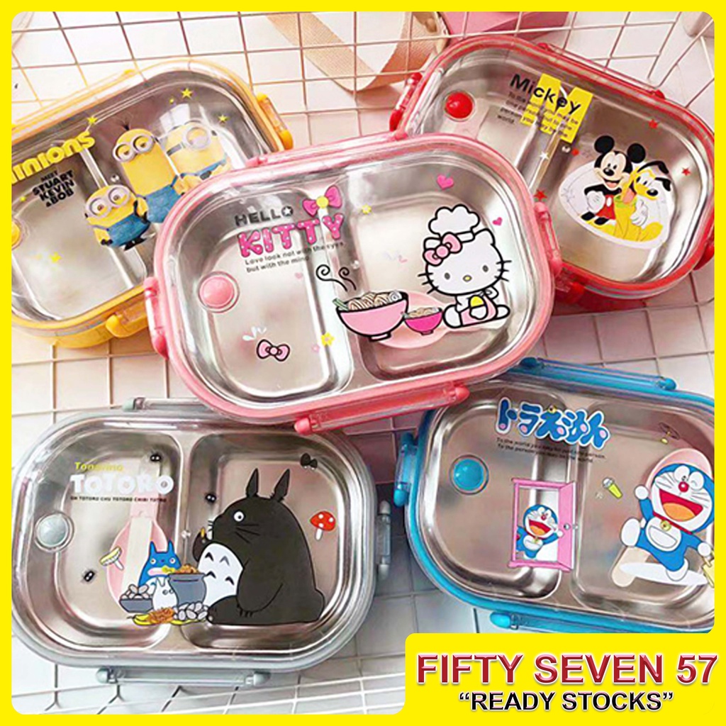 Cartoon Stainless Steel Kids Lunch Boxes Kitchen Tableware Kitty Totoro ...