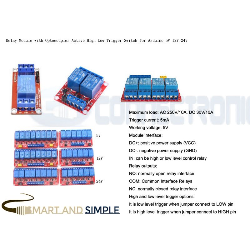 Relay Module with Optocoupler Active High Low Trigger Switch for ...