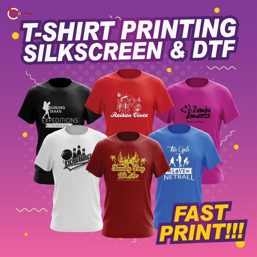 🔥BAJU PRINTING SILK SCREEN BAJU KELAS 🔥 LENGAN PENDEK | JENIS COTTON ...