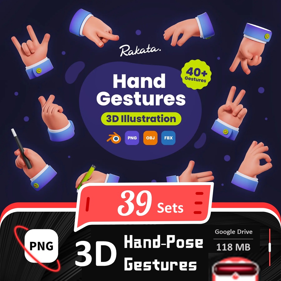 🔥 Vector Design Pack - 39 Sets 3D Hand Gestures 🔥 Premium Logo Design ...