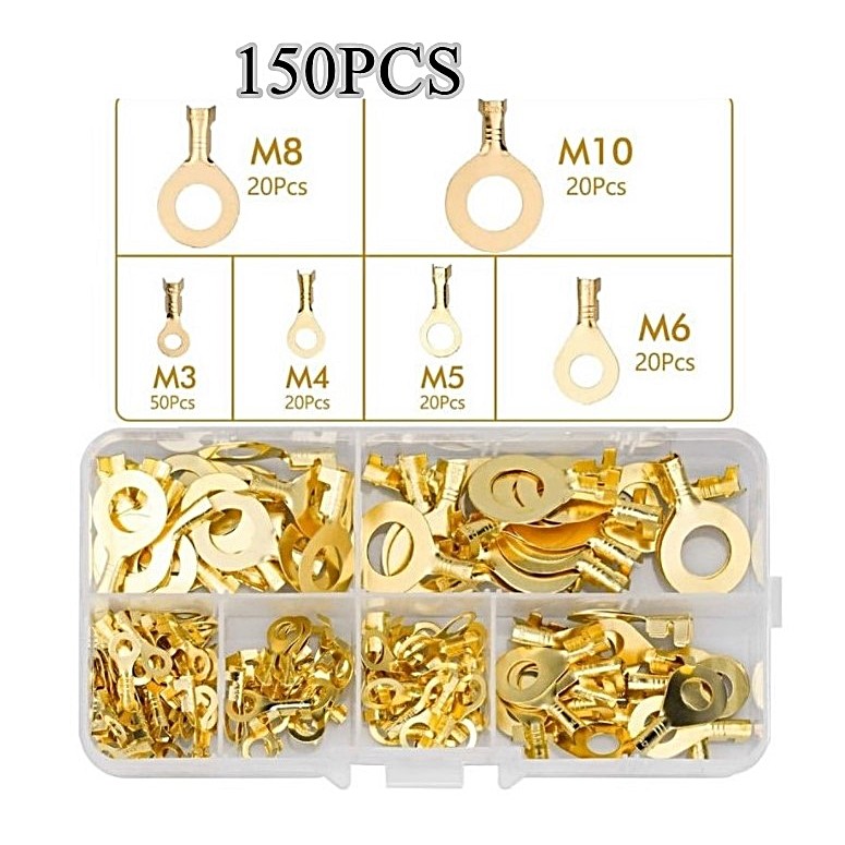 150pcs Wire Connector Crimp Ring Terminal Cable Connectors M3 M4 M5 M6 ...
