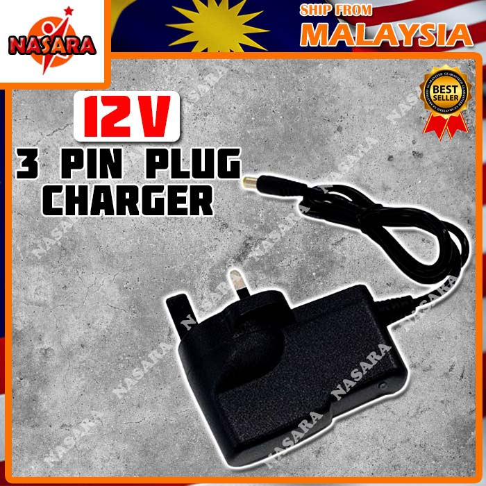 NASARA ~ 12V 3 PIN PLUG AC/DC ADAPTER CHARGER FOR 12V CORDLESS ELECTRIC ...