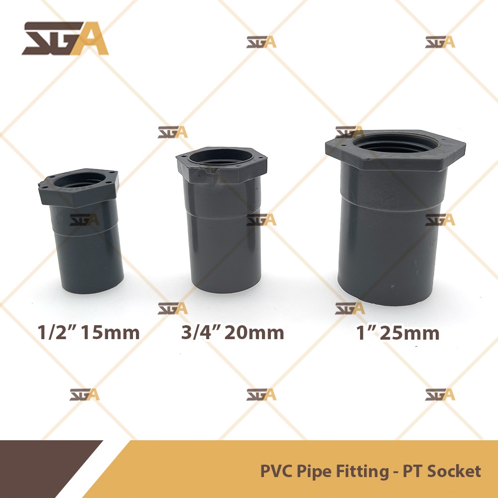 15MM 20MM 25MM PVC PIPE FITTING PENYAMBUNG PAIP PVC SOCKET ELBOW TEE VALVE SOCKET PT SOCKET PT ...